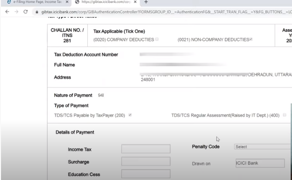 How to generate a new TDS challan for payment of interest and late ...