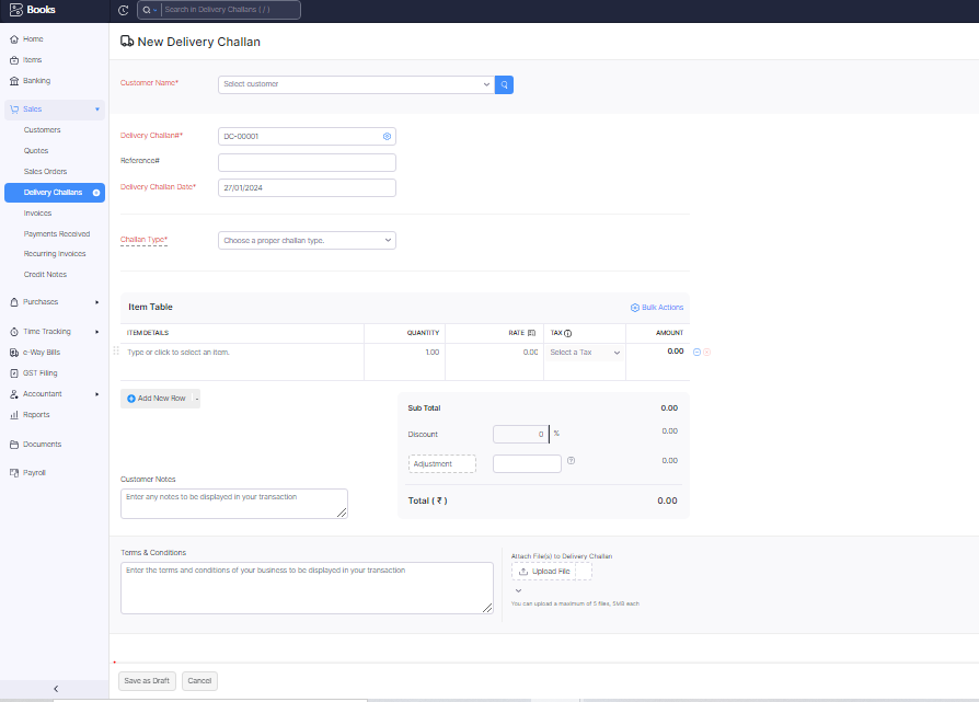 How to create the Delivery Challans in Zoho Books. – Stocks Mantra