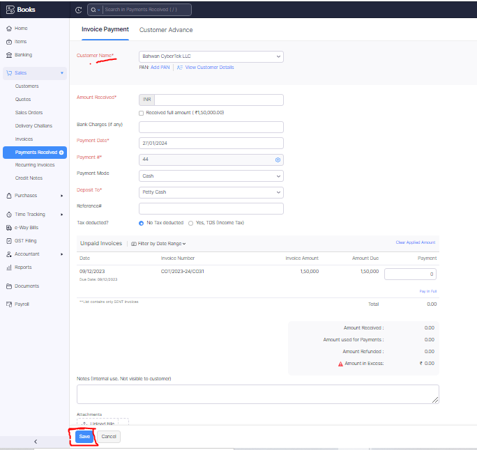 How to enter payment received on Zoho Books? – Stocks Mantra